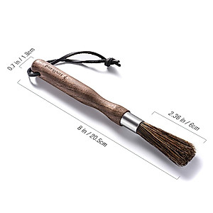 Soulhand Professional Coffee Brush, Natural Bristle Coffee Grinder Brush, Walnut Handle Espresso Brush with Lanyard for Barista, Coffee Cleaning Tool for Home Kitchen