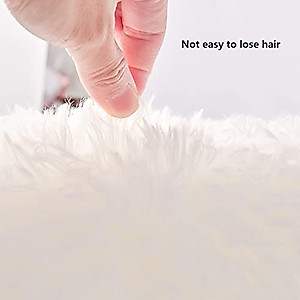Round Shaggy Area Rug Indoor Soft Plush Rugs for Living Room Non Slip Fluffy Shag Circular Rugs Kids Play Floor Carpet for Girls Seniors Pet for Home Dorm Bedroom Office Desk White 32 Inches