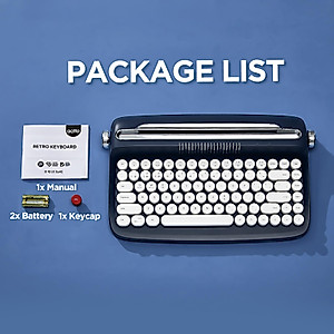 YUNZII ACTTO B303 Wireless Keyboard, Retro Bluetooth Aesthetic Typewriter Style Keyboard with Integrated Stand for Multi-Device (B303, Midnight)