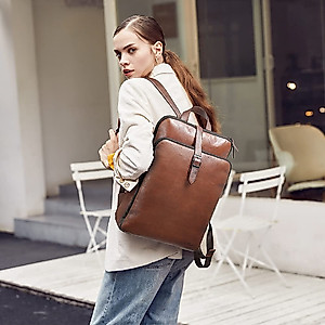 CLUCI Womens Backpack Purse Vegetable Tanned Full Grain Leather + Women Wallet