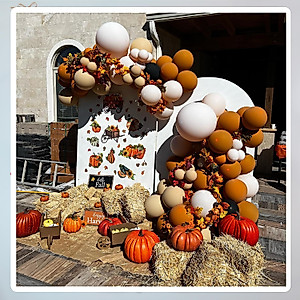 142Pcs Double-Stuffed Burnt Orange Balloon Garland Arch Kit Rust Balloon Fall Balloon Garland Double Layer Matte Cream Peach Apricot Balloons Set for Wedding Birthday Baby Shower Party Decoration