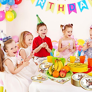 Horse Birthday Party Supplies Tableware - 96 Pcs Golden Horse Themed Plates and Napkins Sets with Forks, Cowgirl Birthday Party Decorations, Western Baby Shower Disposable Dinnerware, Serves 24