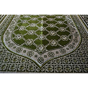 Interway Trading Prayer Rug Mat Carpet Permadani Permaidani Ramadan Eid Turkish Seccade Muslim Sajadah Namaz Janamaz Velvet Large Size (Green)