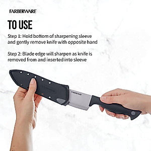 Farberware Edgekeeper 6-Inch Chef Knife with Self-Sharpening Blade Cover, High Carbon-Stainless Steel Kitchen Knife with Ergonomic Handle, Razor-Sharp Knife, Black