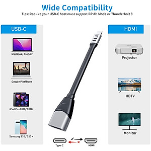 USB C to HDMI Adapter, NIAO-CHAO USB Type C to 4K HDMI Converter for MacBook Pro, MacBook Air, iPad Pro, Pixelbook, XPS and More (with Wire)
