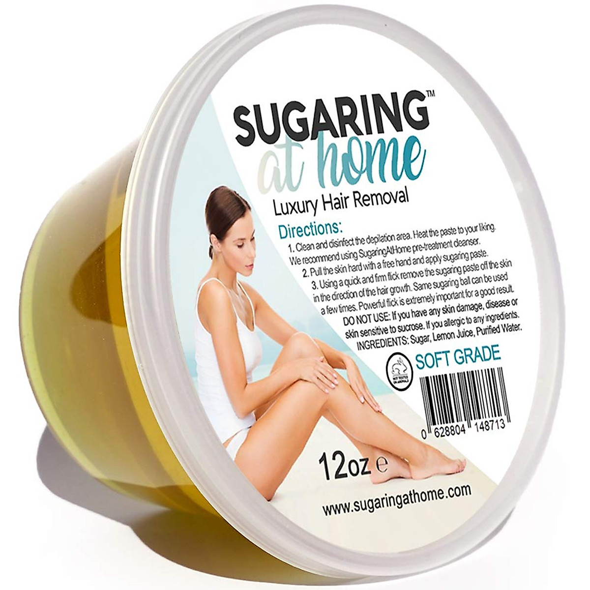 Sugaring Legs Leg Organic Waxing by Sugaring at home 12oz + Applicator