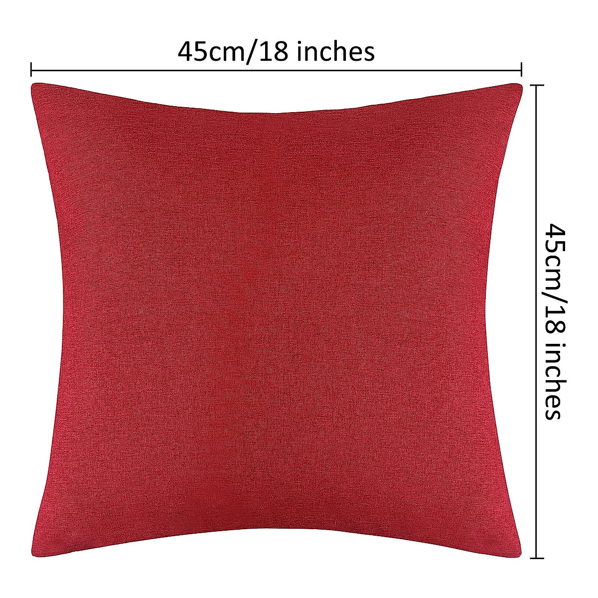 Ruisita 2 Pack 18 x 18 Inches Waterproof Pillow Covers Square Garden Cushion Case Decorative Outdoor Throw Pillow Covers for Home Garden Patio (Red)