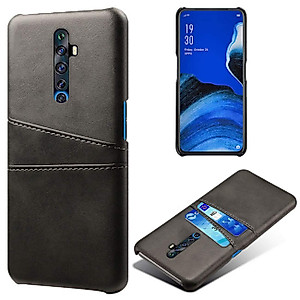 HualuBro Oppo Reno 2Z / 2F Case, Premium PU Leather Ultra Slim Shockproof Back Bumper Phone Case Cover with Card Slot Holder for Oppo Reno 2Z / 2F Phone Case (Black)