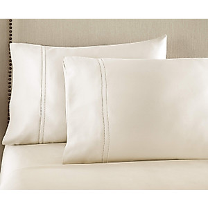 Pure Parima Luxury 100% CEA Certified Egyptian Cotton Sheet Bed Set, Extra-Long Staple, Cool, Breathable, Ultra Comfort, Double Hem-Stitched, Flat, Fitted, and 2 Pillow Cases (Ivory, King)