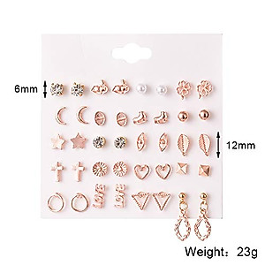 87 Pairs Assorted Earrings Set Fashion Earrings for Women Stud Earrings Set Hypoallergenic Faux Pearl Flower Heart Earring Sets