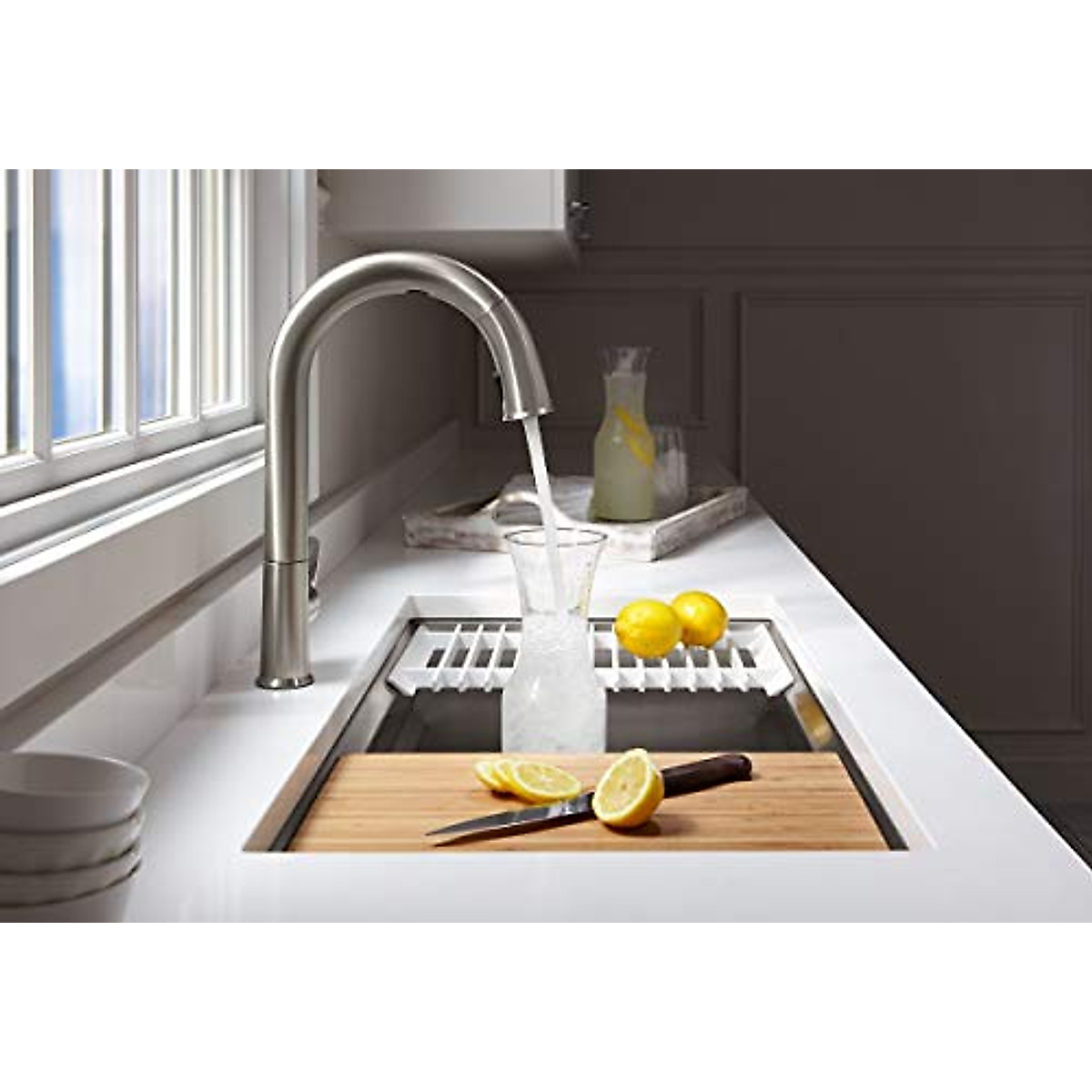 KOHLER 5540-NA Prolific 33 Inch Workstation Stainless Steel Single Bowl Kitchen Sink with Included Accessories, Undermount Installation, Stainless Steel