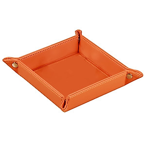 YAPISHI Key Dish Bowl for Entryway, Catchall Holder Bedside Table Valet Tray for Men's Pocket Stuff, PU Leather Nightstand Organizer for Dice/Coins/Wallet/Watch/Rings/Sunglasses, Dresser/Coffee Table