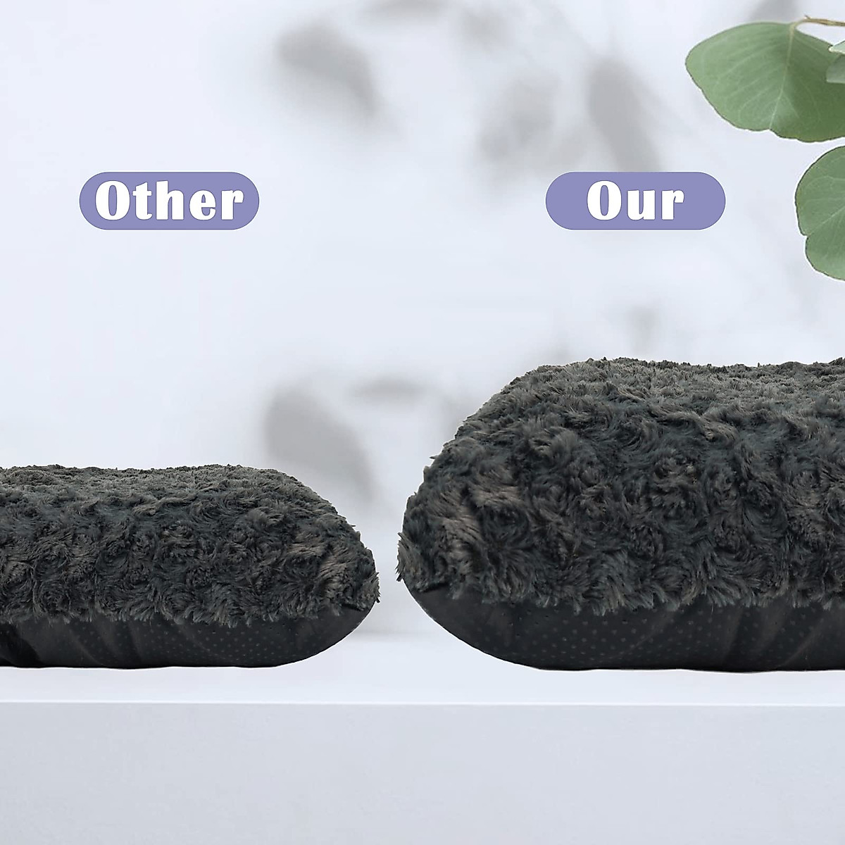 DOGKE Extra Large Washable Dog Bed Deluxe Fluffy Plush Dog Crate Pad，Dog Beds Made for Large, Medium, Small Dogs and Cats, Anti-Slip Dog Crate Bed for Sleeping and Anti Anxiety, 38"x25",Dark Grey