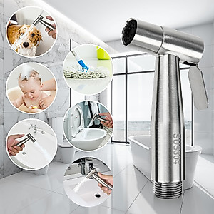 Blissland Bidet Sprayer for Toilet with Adjustable Water Pressure, Handheld Bidet Sprayer Kit, Bidet Sprayer Set- Stainless Steel