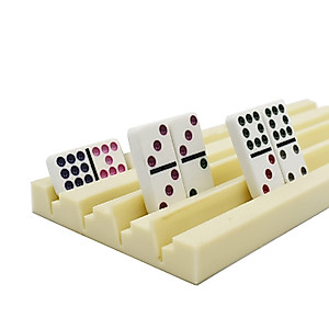 Yuanhe Plastic Domino Card Holders - Dominoes Tile Stand Organizer and Playing Card Game Racks/Trays, Set of 4