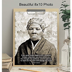 Black African American Civil Rights Wall Art Print - Harriet Tubman Motivational Quote Home Decor or Office Decoration - Inspirational Gift for Entrepreneur, Classroom, Teacher - 8x10 Photo Poster