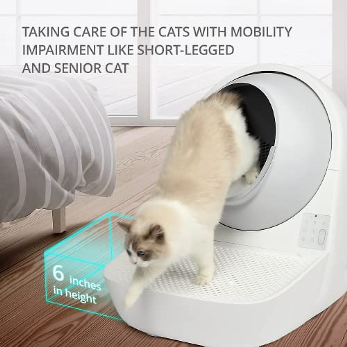 boqii Catlink Self Cleaning Cat Litter Box Stair for Multiple Cats, White, Large