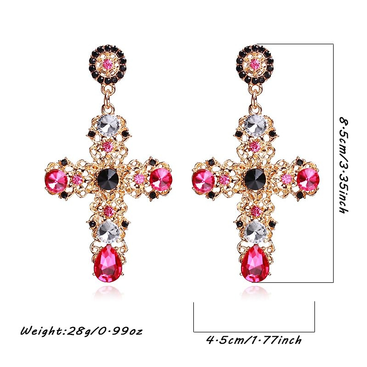 Big Black Cross Earrings for Women Black Cross Dangle Earrings First Communion Gifts Baptism Confirmation Catholic Christian Gifts