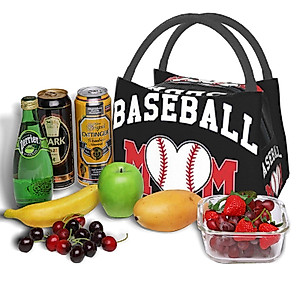 Baseball Mom Insulated Lunch Box Cooler Tote Bag Organizer Bag For Women