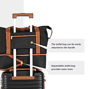 Joyway Carry On Luggage 20 Inch Expandable Suitcase with Spinner Wheel, 3 Piece Hard Shell Luggage Set with TSA Lock(Black)