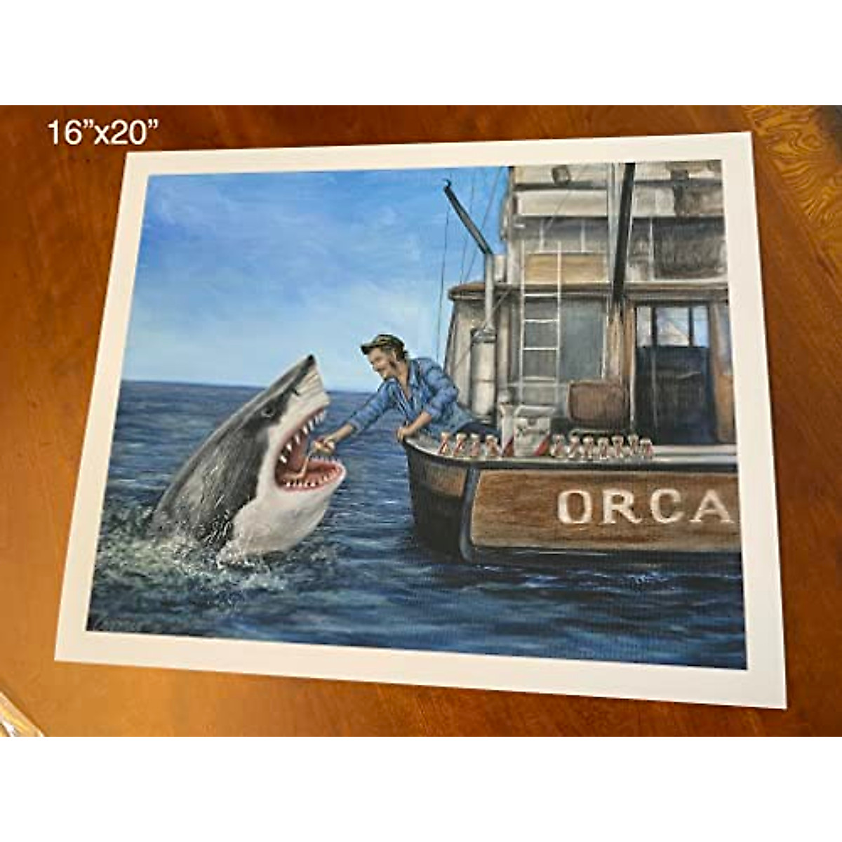 Drinking Buddies; Shark Drinking a Beer With Sailor (8x10)