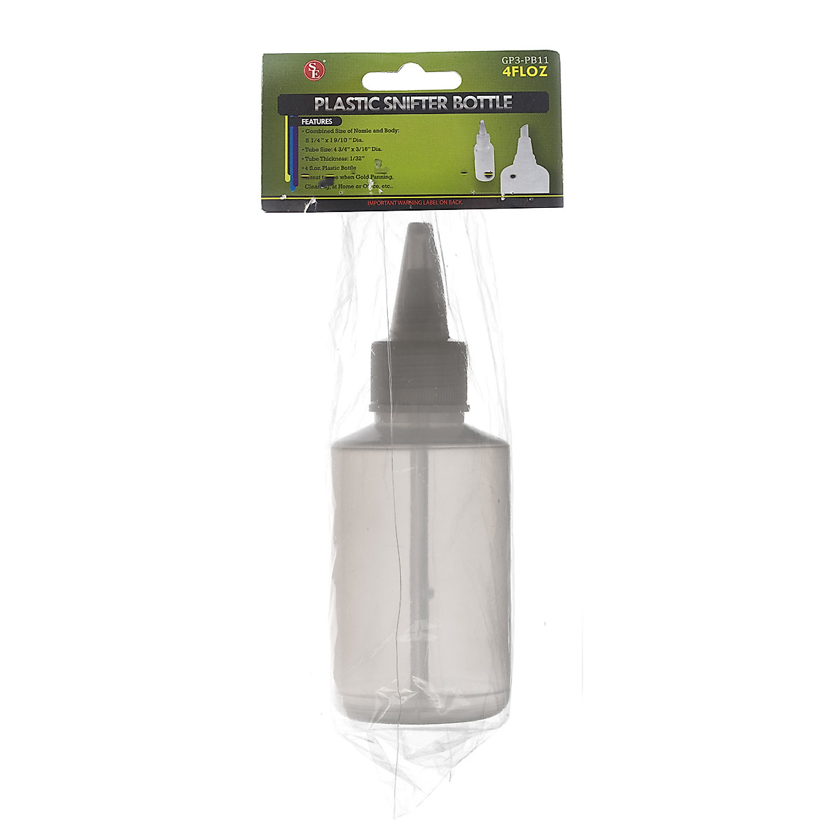 SE 4 Ounce Plastic Snuffer Bottle - Use with Gold Pans and Gold Sifters to Suction Gold Flakes