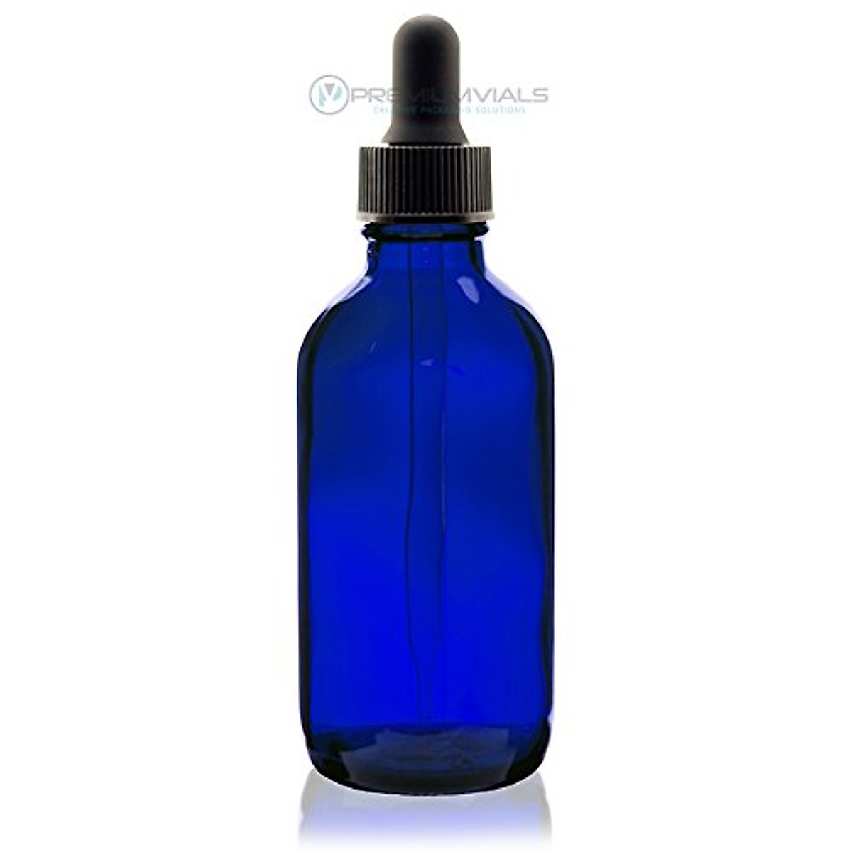 4 Oz (120 ml) Blue Boston Round Glass Bottle w/Dropper - Pack of 6