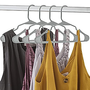ROYALE 60 Pack Grey Plastic Hangers for Clothes - Heavy Duty Plastic Clothes Hanger Ideal for Everyday Standard Use - Lightweight & Space Saving Notched Plastic Hangers - Slim & Sleek Shoulder Groove
