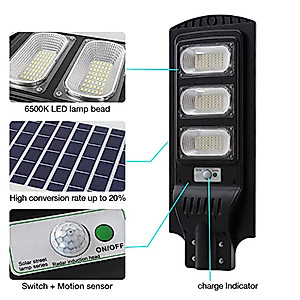 Solar Street Lights Waterproof 144LED 9000 Lumens IP65 Solar Security Flood Light Dusk to Dawn Solar Powered Lamp with Motion Sensor and Remote Control for Garden, Pathway