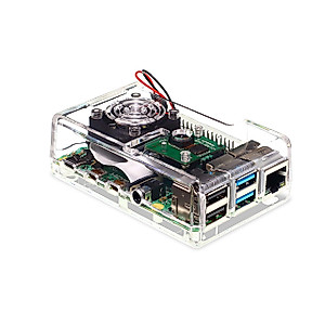 Vilros Raspberry Pi 4 Compatible Case with Built in Fan (Clear Transparent)