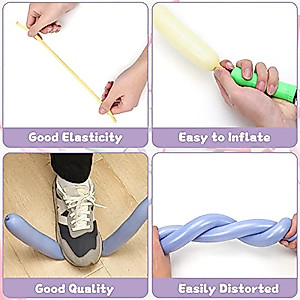 RUBFAC 150pcs 260 Long Balloons, 12 Assorted Colors Animal Balloons Premium Pastel Latex Twisting Magic Balloon for Birthday Wedding Festival Clowns Party Decorations