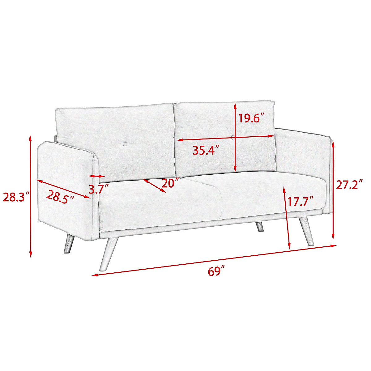 ViolaDresses Living Room Furniture Love Seat Sofa Double Seat Sofa