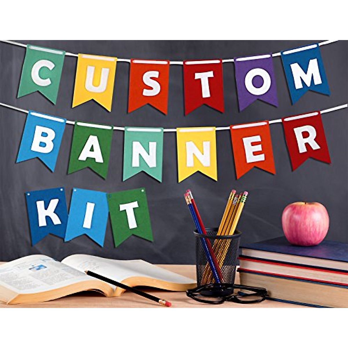 Decomod Premium Felt Custom Banner Kit Bunting & Letters Laser Cut Customizable Length - Rainbow