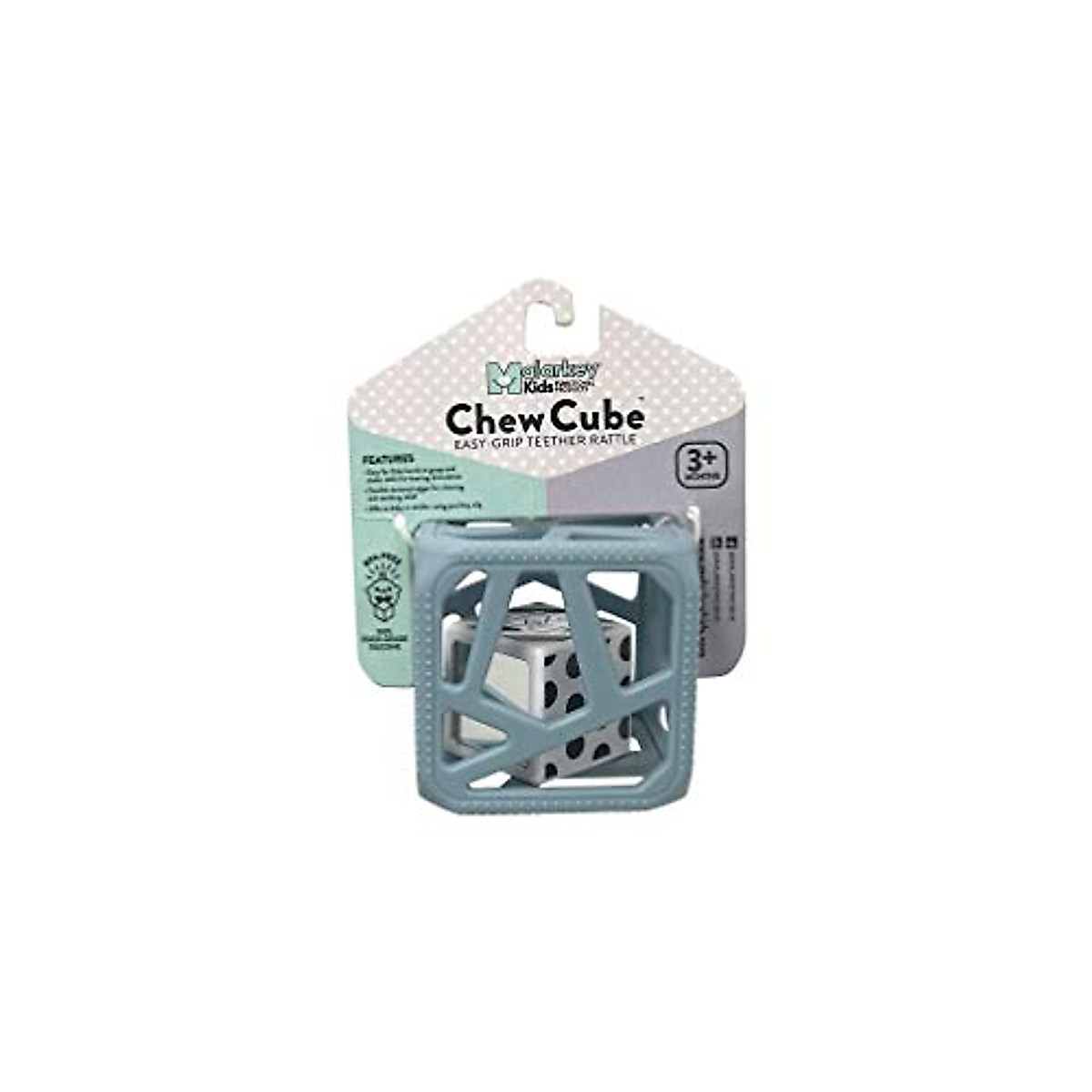 Malarkey Kids Munch Mitt and Chew Cube 2-Pack | Baby Teething Mitten Protects Hands from Chewing & Saliva, Heals Aching Gums, Promotes Sound & Visual Stimulation (Steel Blue and Outer Space)