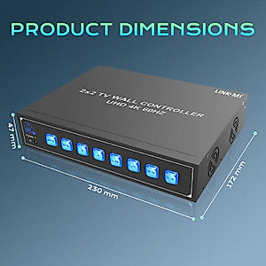 LINK-MI 4K60 2x2 Video Wall Controller with HDMI 2.0 USB inputs 1x2 1x3 1x4 2x1 3x1 4x1 UHD TV Wall Controller for 4 TVs Support USB Auto Display and Play max 4096x2160@60 Video Picture