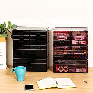 Cq acrylic Hair Clip Organizer With 4 Drawers,Stacking Make Up Organizers and Storage And Desk Purple Containers and Bathroom Cabinet Organizers and Storage For Palettes,Cosmetic,and Beauty For Vanity