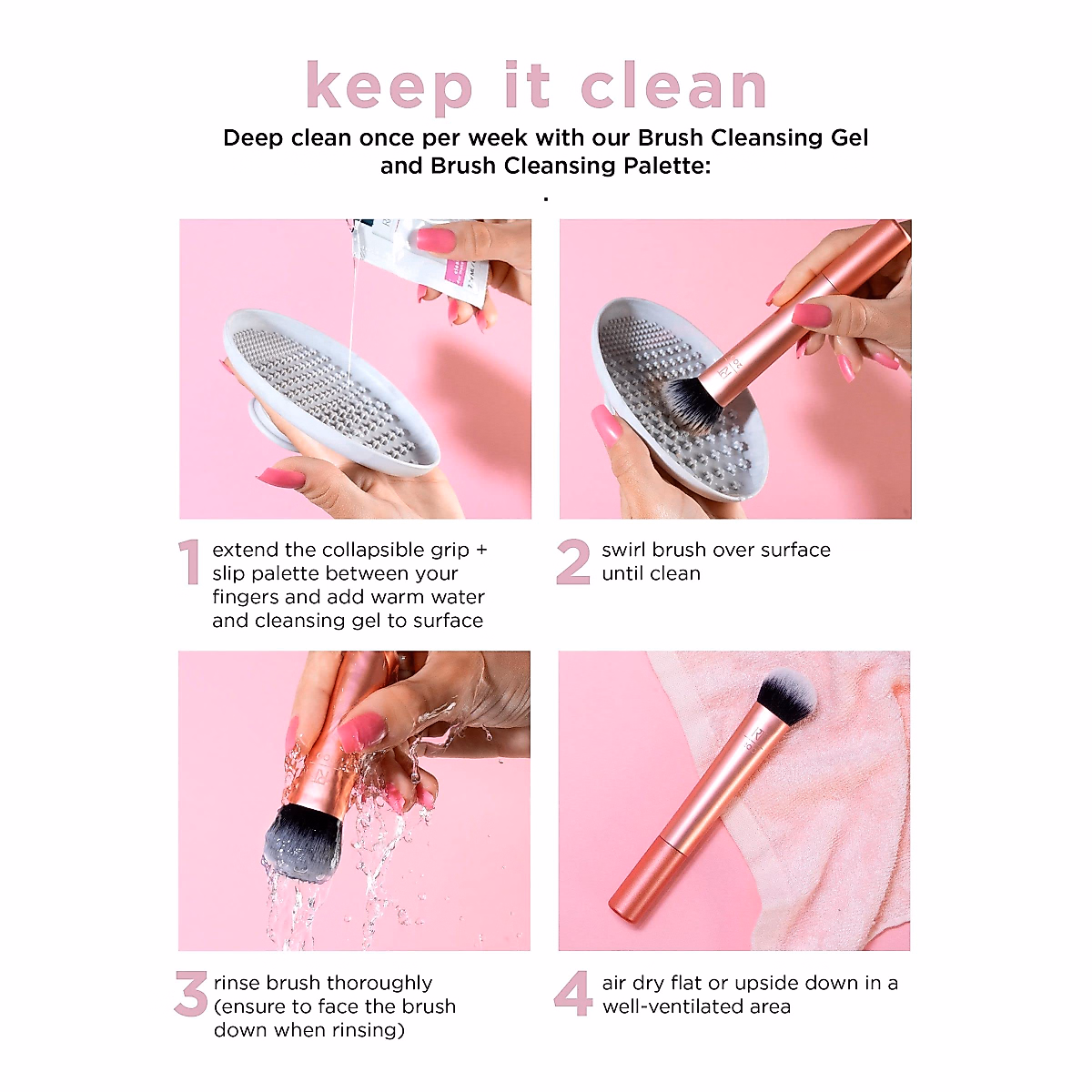 Real Techniques Mini Multitask Makeup Brush, For Blush, Bronzer & Powder, Face Brush with Custom-Cut Synthetic Bristles, For Loose & Pressed Powder, Travel Sized, Vegan & Cruelty-Free, 1 Count