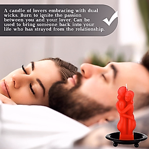 Jingmore Lover Candle with Candle Holder Couple Hugging Lover Figure Ritual Image Love Spell Candle Fall in Love with Me Love Candles to Attract Love with Black Iron Candle Plate(Classic)