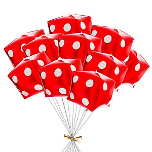 10 Pcs Cube Foil Balloons 24 Inches Square Dice Foil Balloon 4D Mylar Balloon for Party Decorations Party Supplies,Red