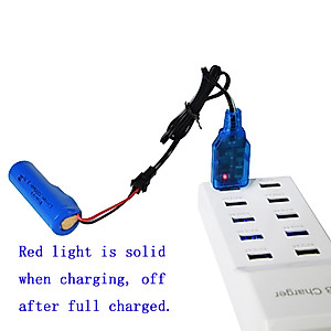 Blomiky 3.7V 1200mAh 2 Pack Li-ion Rechargeable Battery with SM2P Plug and Charger Cable for Remote Control Cars Trucks 3.7V 1200mAh 2