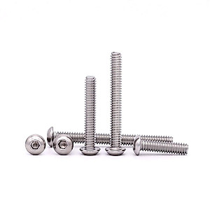 RoyceMart 5/16-18 x 5/8" (25 Pack) Hex Socket Button Head Cap Screws Bolts, Allen Socket Drive, 304 Stainless Steel 18-8, Bright Finish, Full Machine UNC Threads