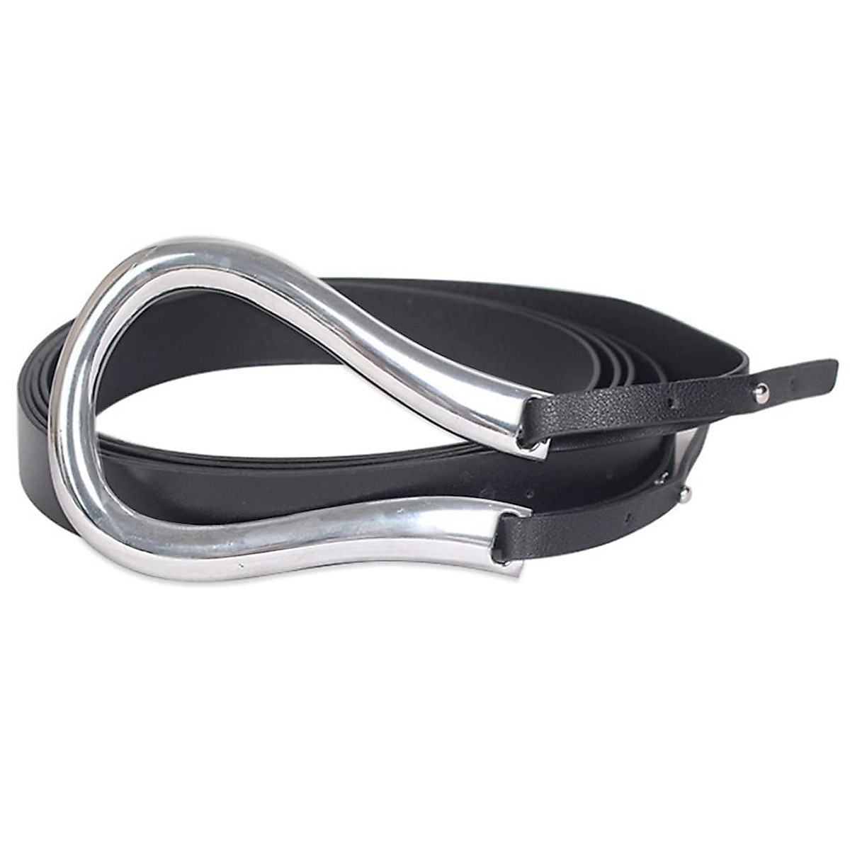 Block Garden Women Big Buckle Corset Belt Double Strap Tie Knot PU Leather Belts, 01 Black