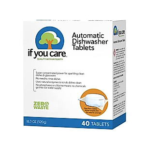 If You Care Dishwasher Tablets 40 Count - Powerful, Plant Based, Concentrated, Biodegradable, Natural Dish Cleaner Detergent, Dishwashing Soap Tabs