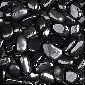 Ausluru 11lbs River Rocks Polished Pebbles for Plants Garden Decorative Stones, Ideal for Fish Tank, Vases, Succulents, Crafting, Home Decor and Garden Landscaping, Large Black