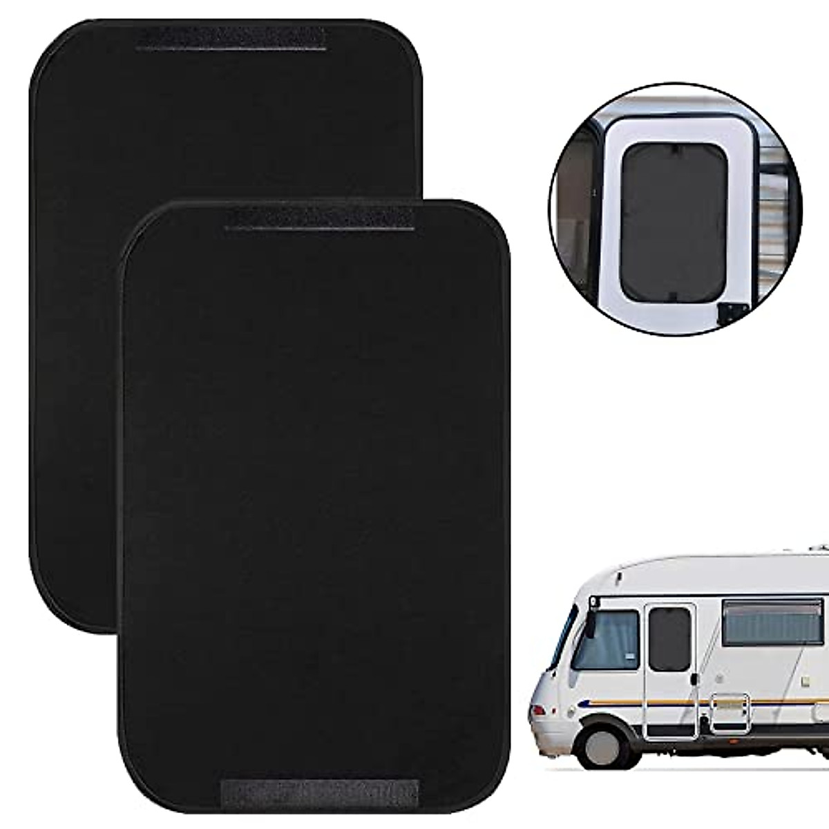 Carkio RV Door Window Shade Cover Blackout RV Door Window Shades Camper Sunshade Privacy Window Cover Travel Trailer Motorhome Sun Shade Accessories,24 x 16 inches, Pack of 2