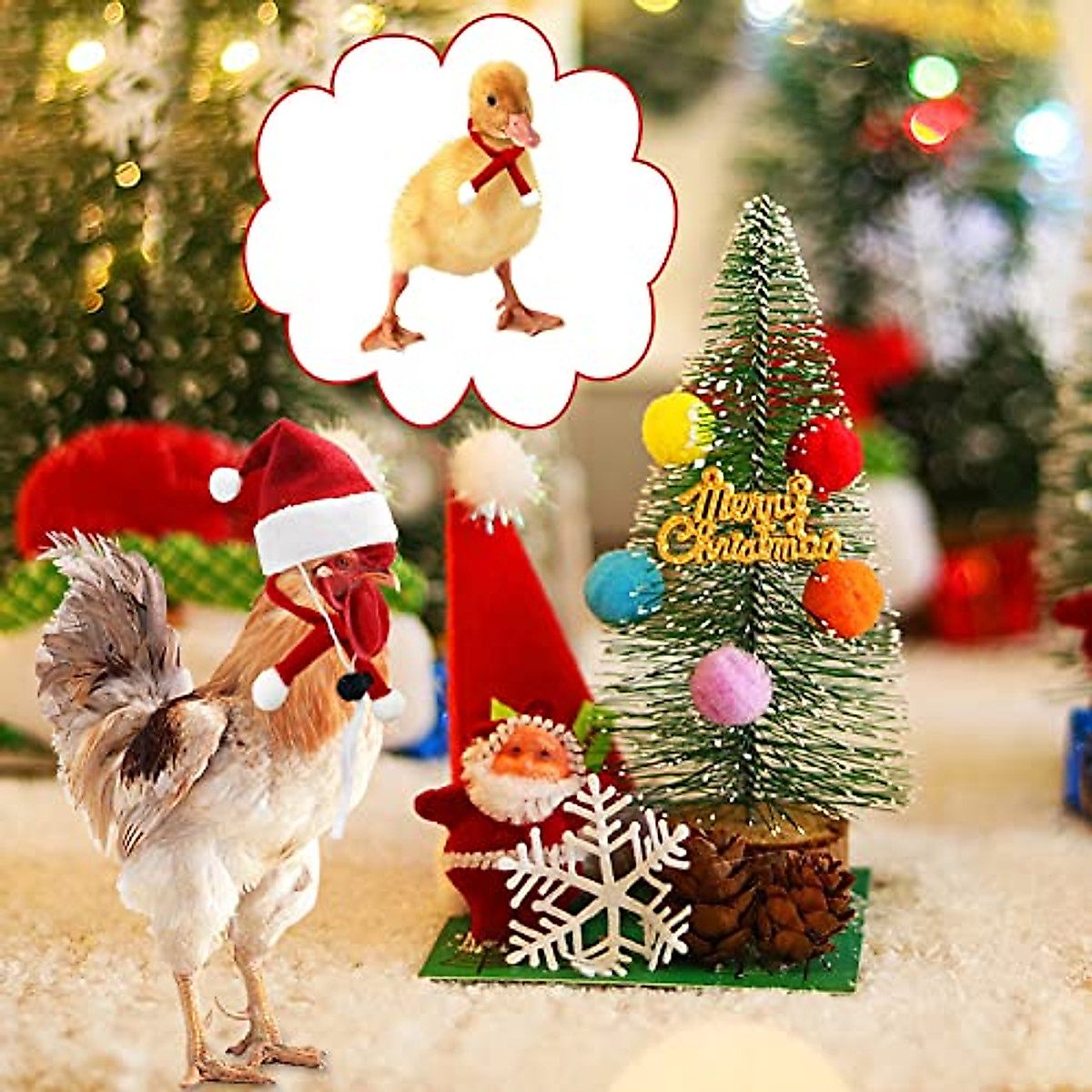24 PCS Christmas Pet Chicken Hat with Adjustable Chin Strap，Mini Red Santa Hat and Scarf Pet Rabbit Hats with Scarf for Hamster Guinea Pig Chinchilla Hedgehog Lizard Bearded Dragon Xmas.