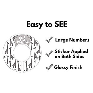 Baby Closet Size Dividers | Set of 8 | Nursery Clothes Organization Sized from Newborn | 1 - 24 Months to Toddler | Perfect for Baby Shower (Unisex - Animals)