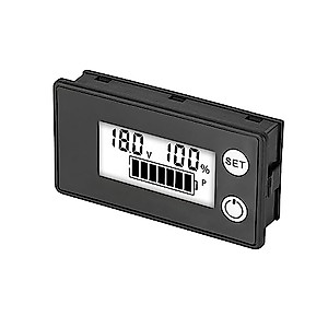 BELOMI Battery Monitor, Waterproof Battery Capacity Indicator with Alarm, Lead Acid and Lithium Ion Voltage Monitor Indicator, 8-100V Voltage Monitor Capacity Percentage Tester (White)