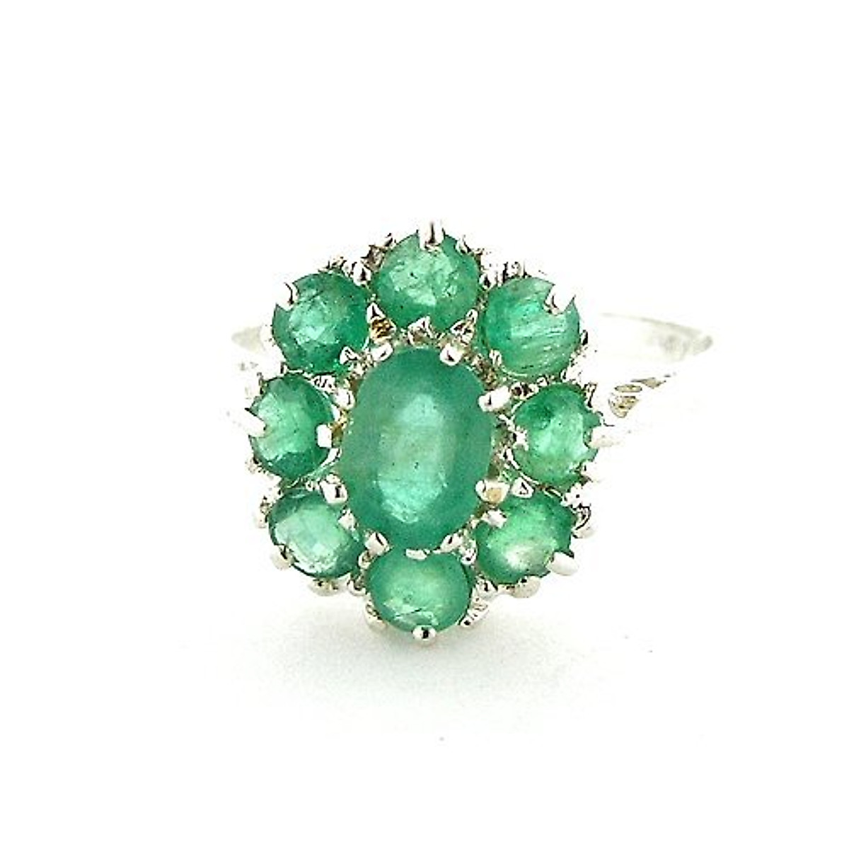 925 Sterling Silver Natural Emerald Womens Promise Ring - Size 5.5