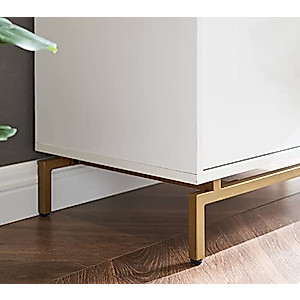 Home Source 31.5'' White Modern Bar Cabinet, Wooden Double Door Cabinet with Half Moon Handles, Storage Cabinet with Wine Rack, Solid Metal Legs, Spacious Counter Top